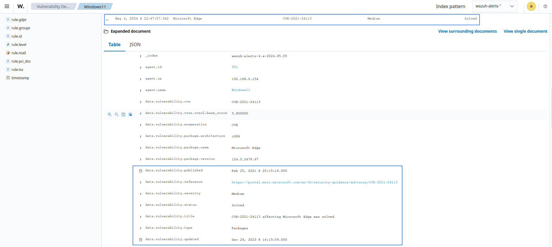 Vulnerability detection — Wazuh Documentation-4.9